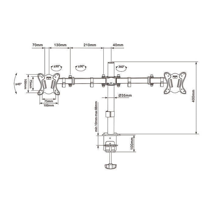 Dual Asztali Monitor tartó ERGO kar